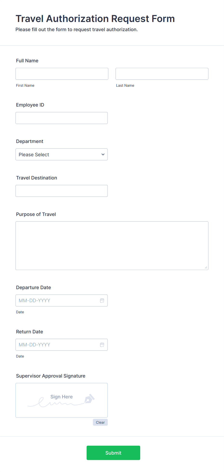Travel Authorization Request Form Template | Jotform
