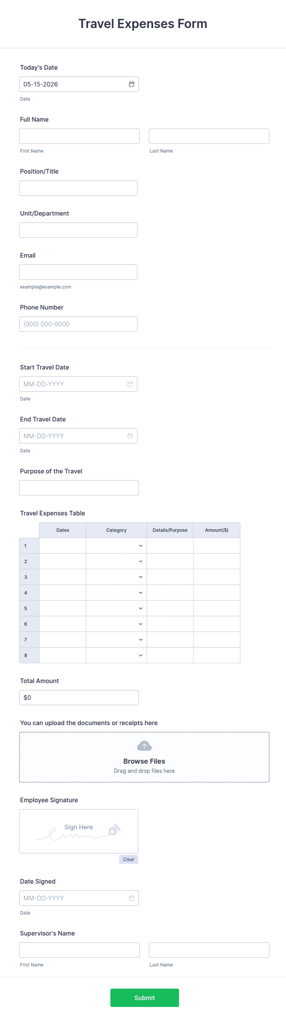 Travel Expenses Form Template | Jotform