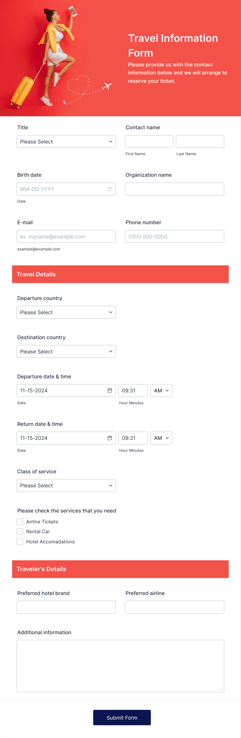 Travel Information Form Template | Jotform
