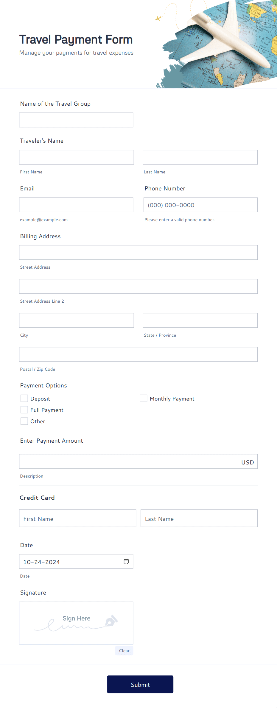 Travel Payment Form Template | Jotform