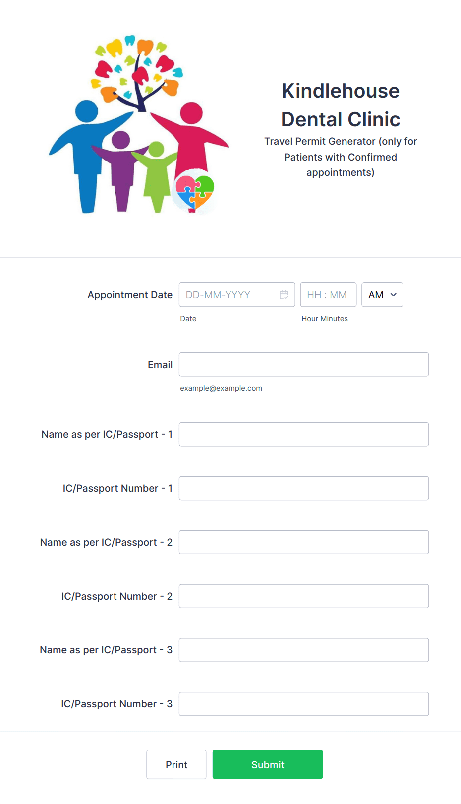 Travel Permit Form for Dental Clinic Form Template | Jotform