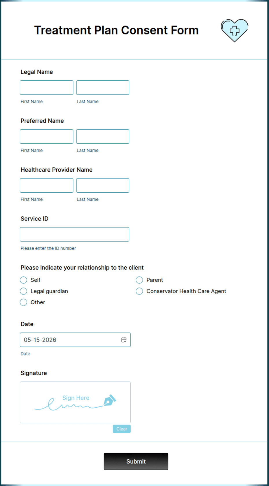 Treatment Plan Consent Form Template | Jotform