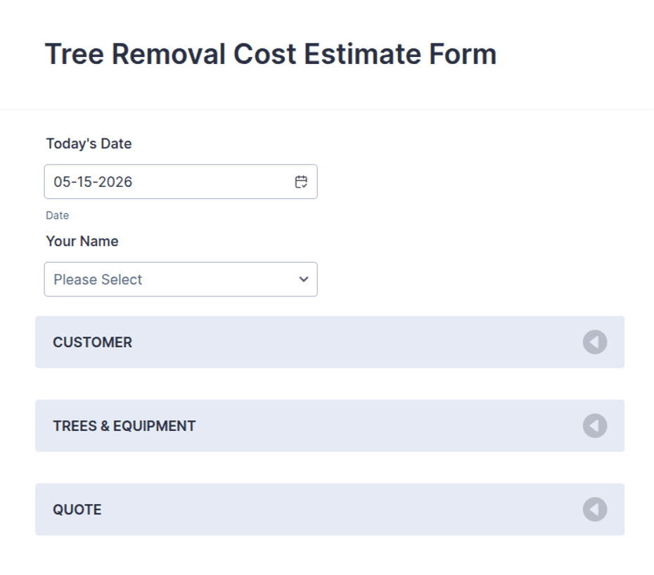 Tree Removal Cost Estimate Form Template | Jotform
