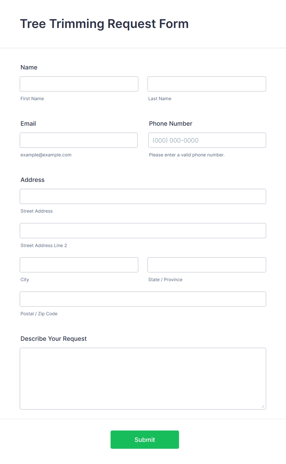 Tree Trimming Request Form Template | Jotform