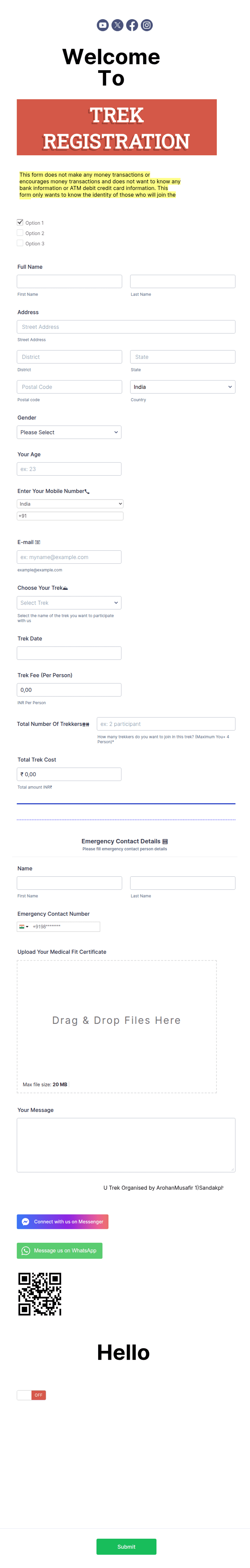 Trek Booking Form Template | Jotform