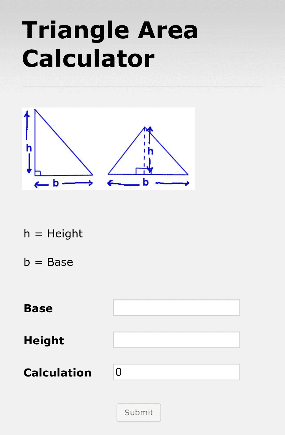 Triangle Area Calculator Form Template | Jotform