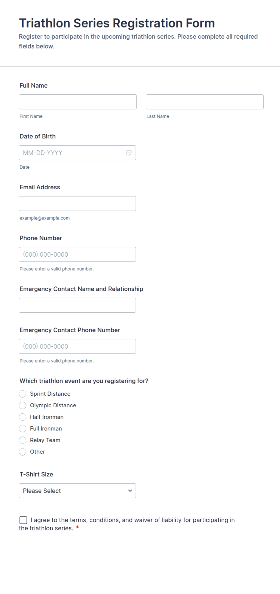 Triathlon Series Registration Form Template | Jotform