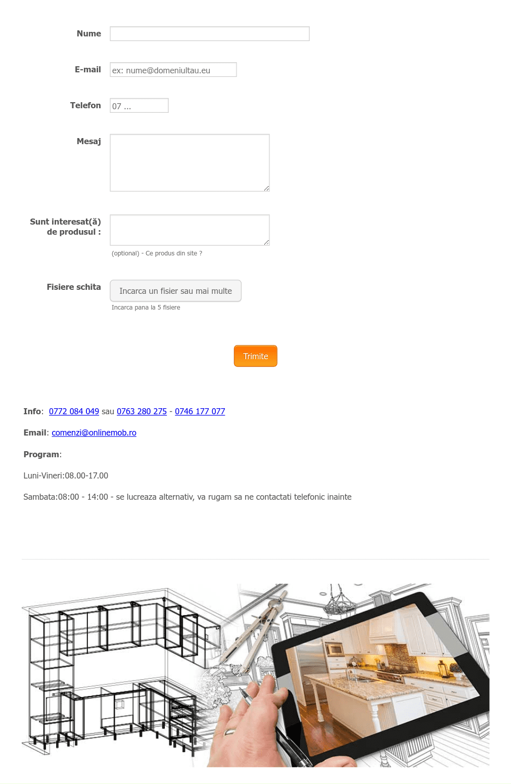 Trimite schita Mobila la comanda ONlinemob Form Template | Jotform