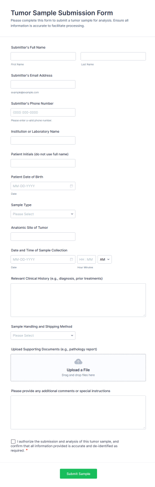 Tumor Sample Submission Form Template | Jotform