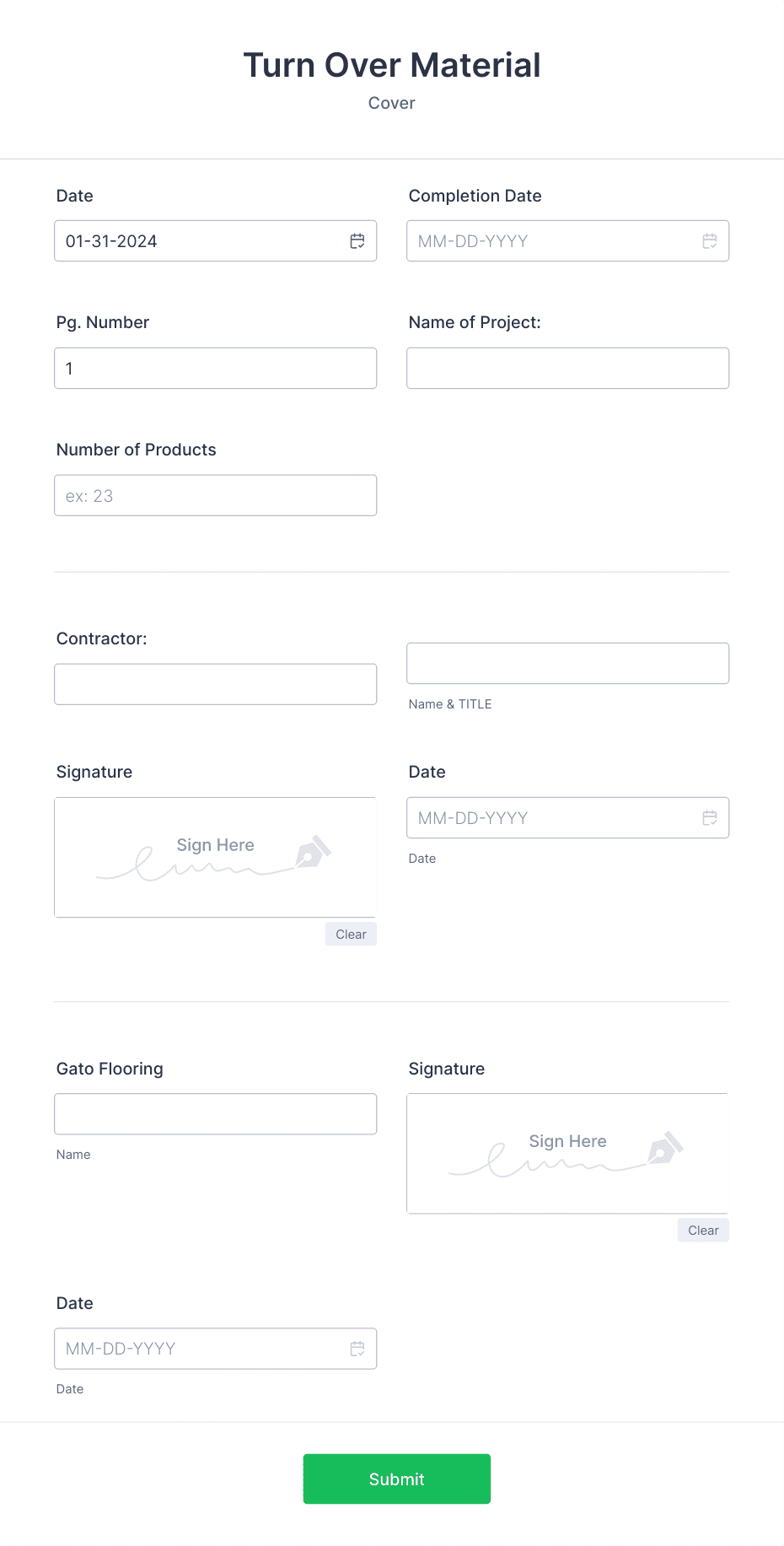 Turn Over Form Template | Jotform