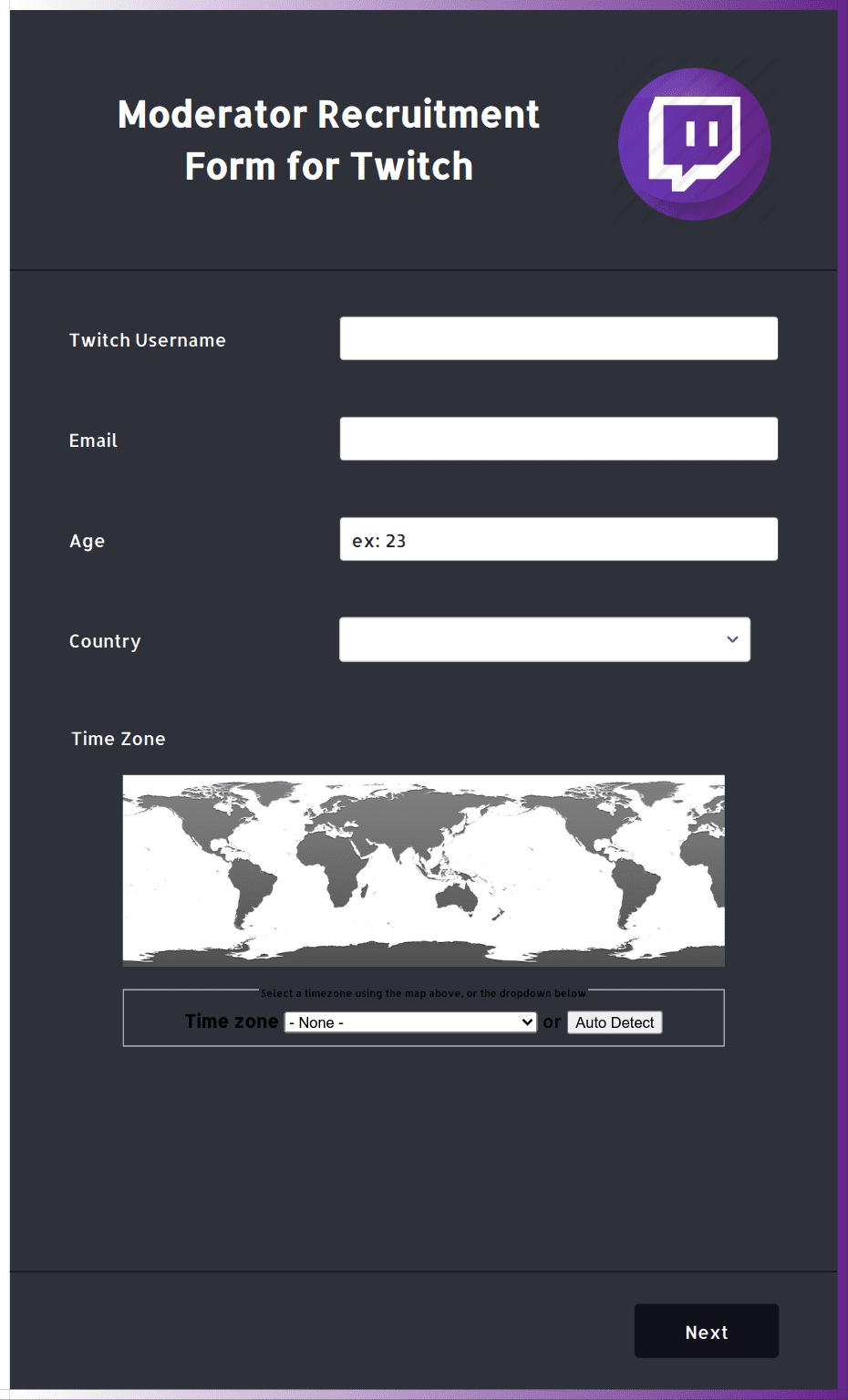 Twitch Mod Application Form Template | Jotform