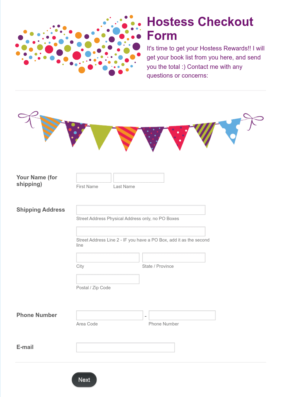 UBAM Hostess Rewards Order Form for Jenn's Team Form Template | Jotform