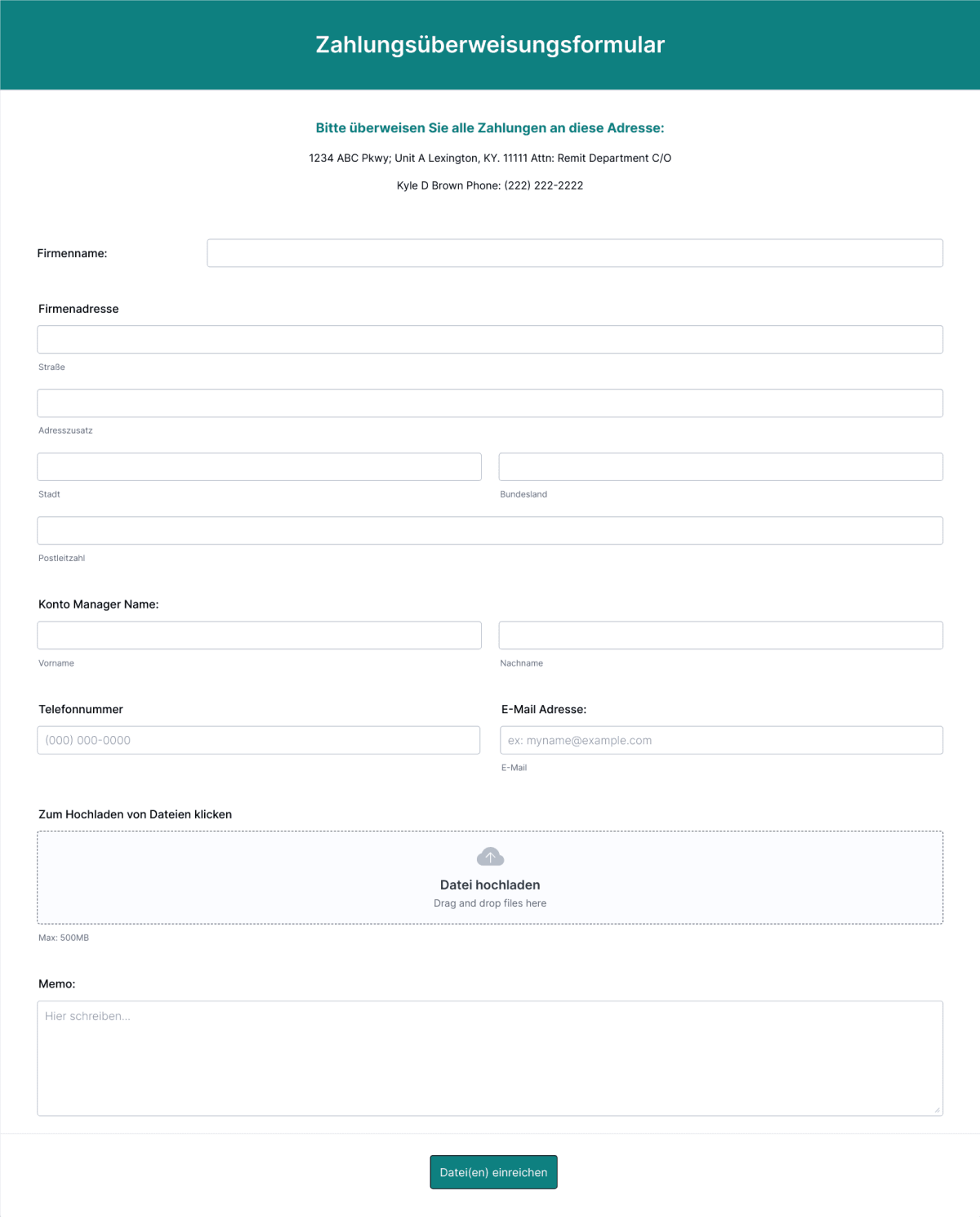 Überweisungsformular Formularvorlage | Jotform