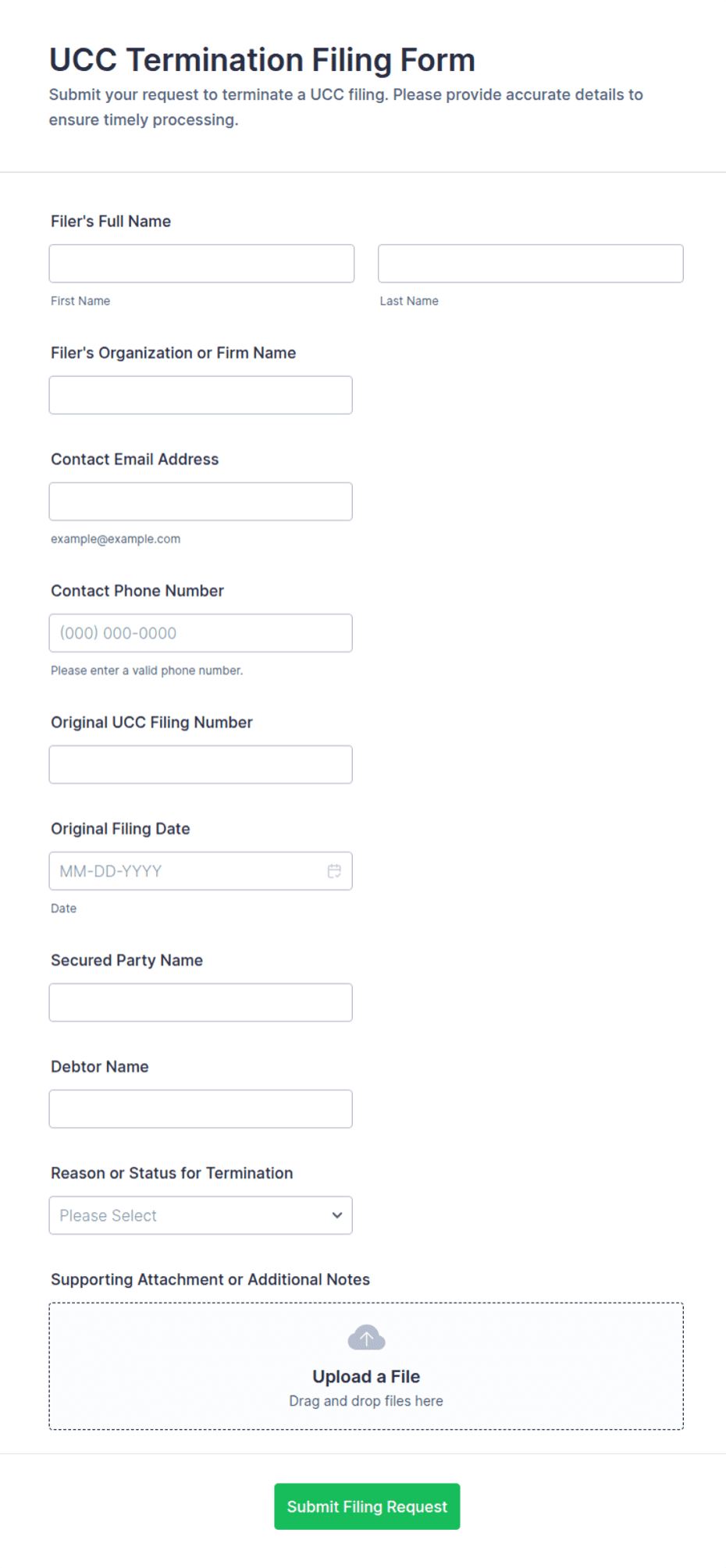 UCC Termination Filing Form Template | Jotform