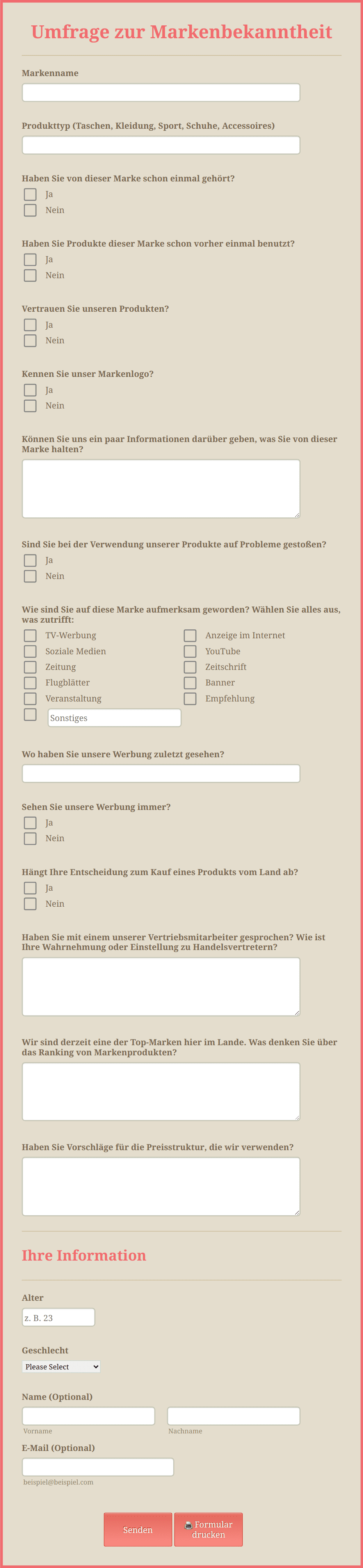 Umfrage zur Markenbekanntheit Formularvorlage | Jotform