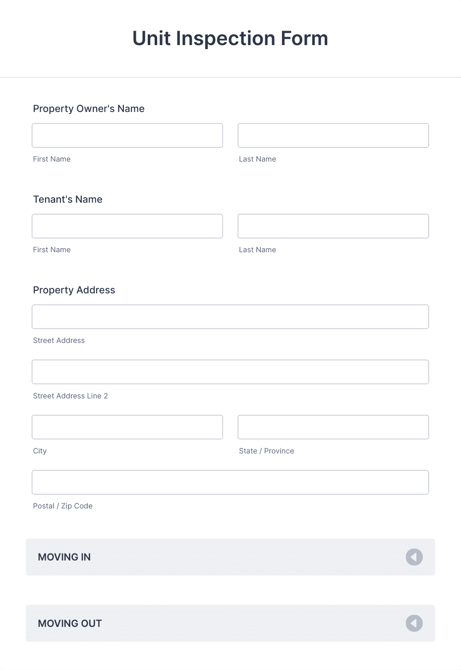 Unit Inspection Form Template | Jotform