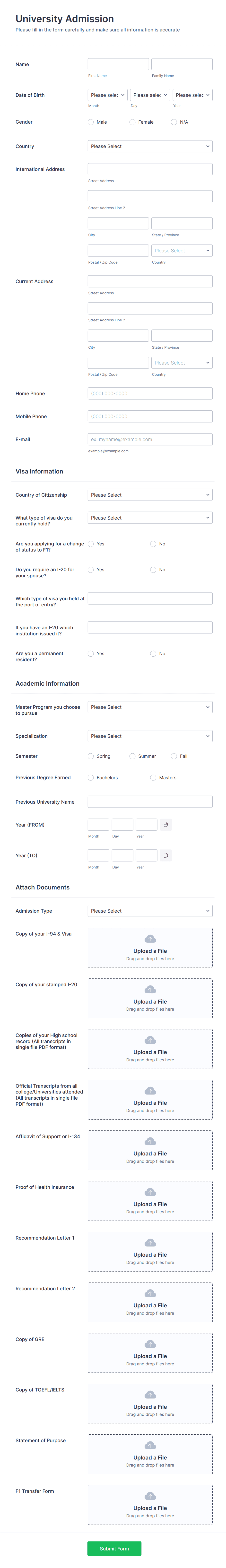 University Admission Form Template | Jotform