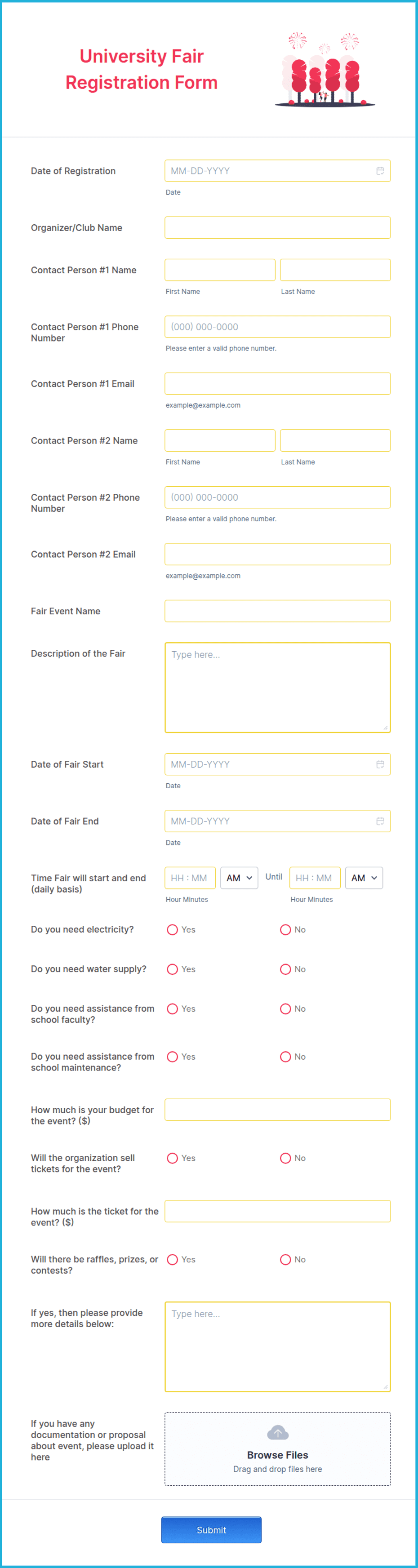 University Fair Registration Form Template | Jotform