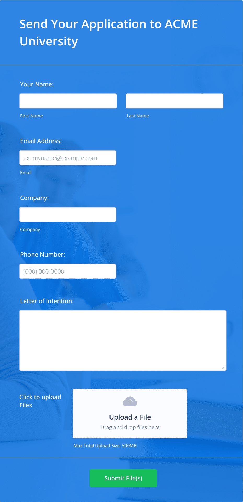 University Recourse Form Template | Jotform