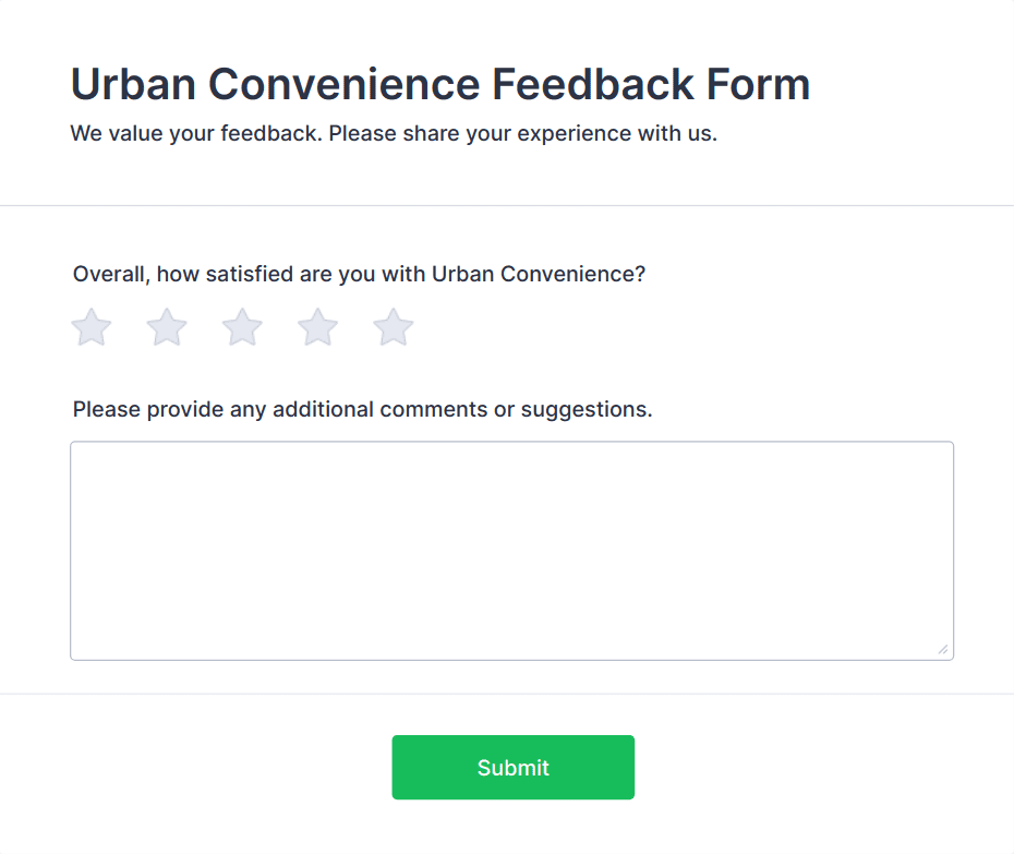 Urban Convenience Feedback Form Template | Jotform