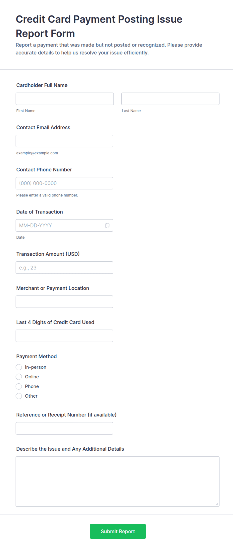 Use Case Report Form Template | Jotform