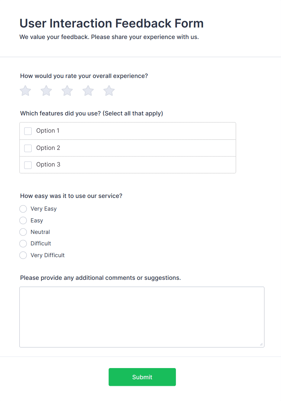 User Interaction Feedback Form Template | Jotform