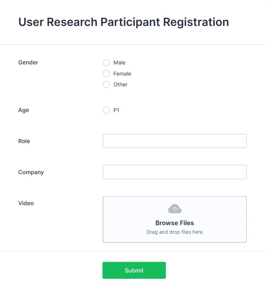 User Research Participant Registration Form Template | Jotform