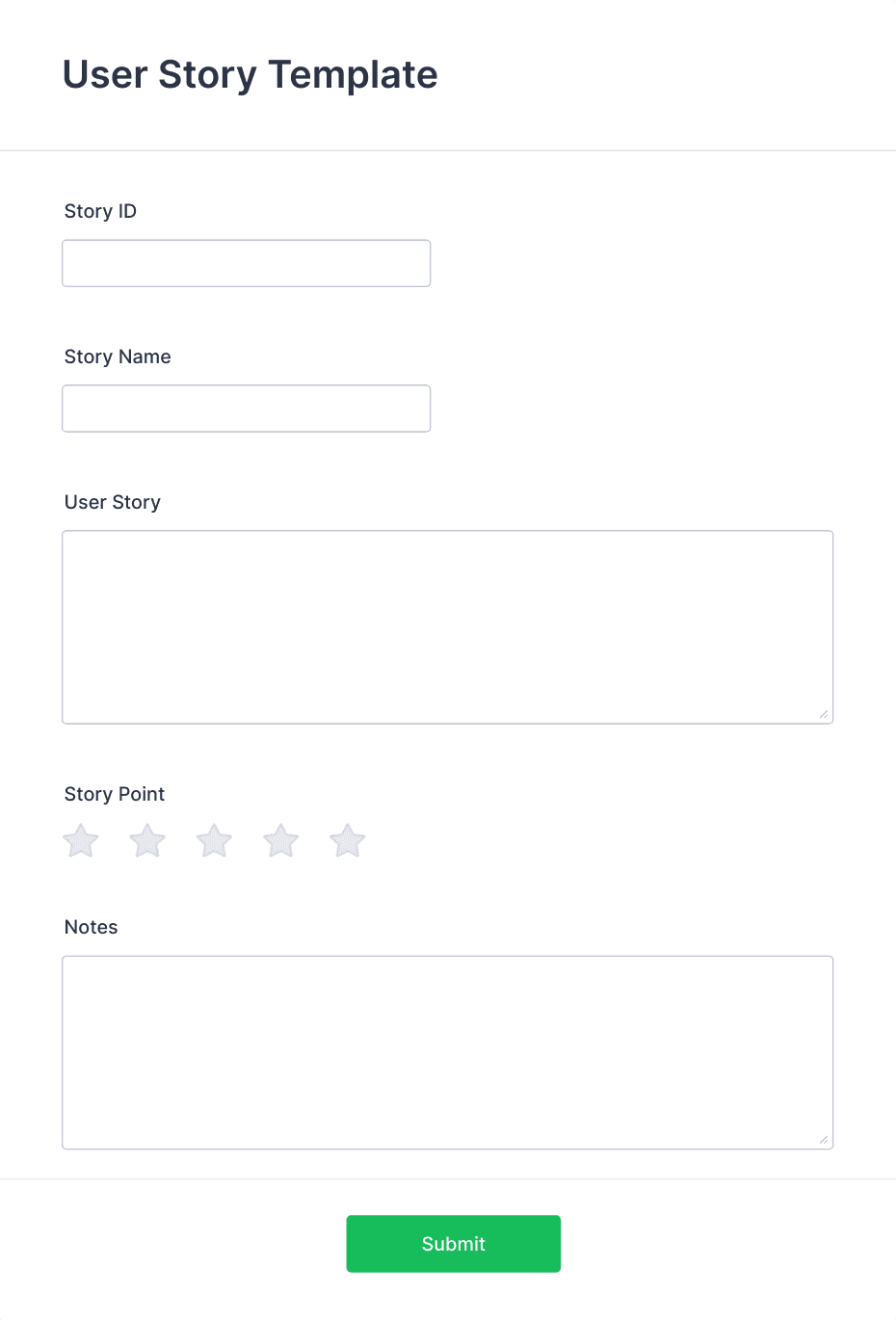 User Story Template Form Template | Jotform