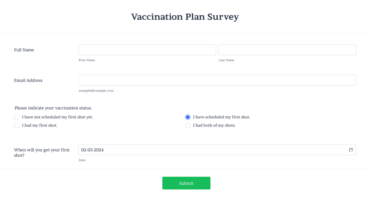 Vaccination Plan Survey Form Template | Jotform