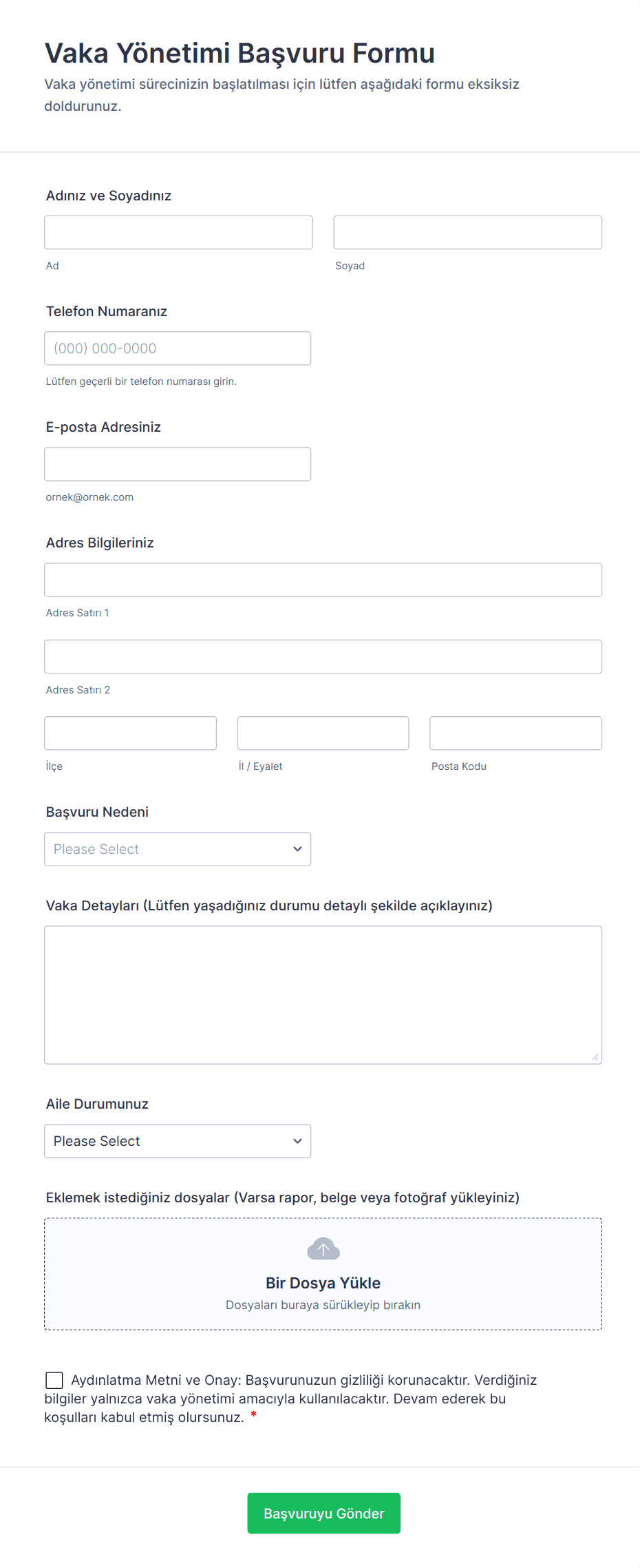 Vaka Yönetimi Başvuru Form Şablonu | Jotform