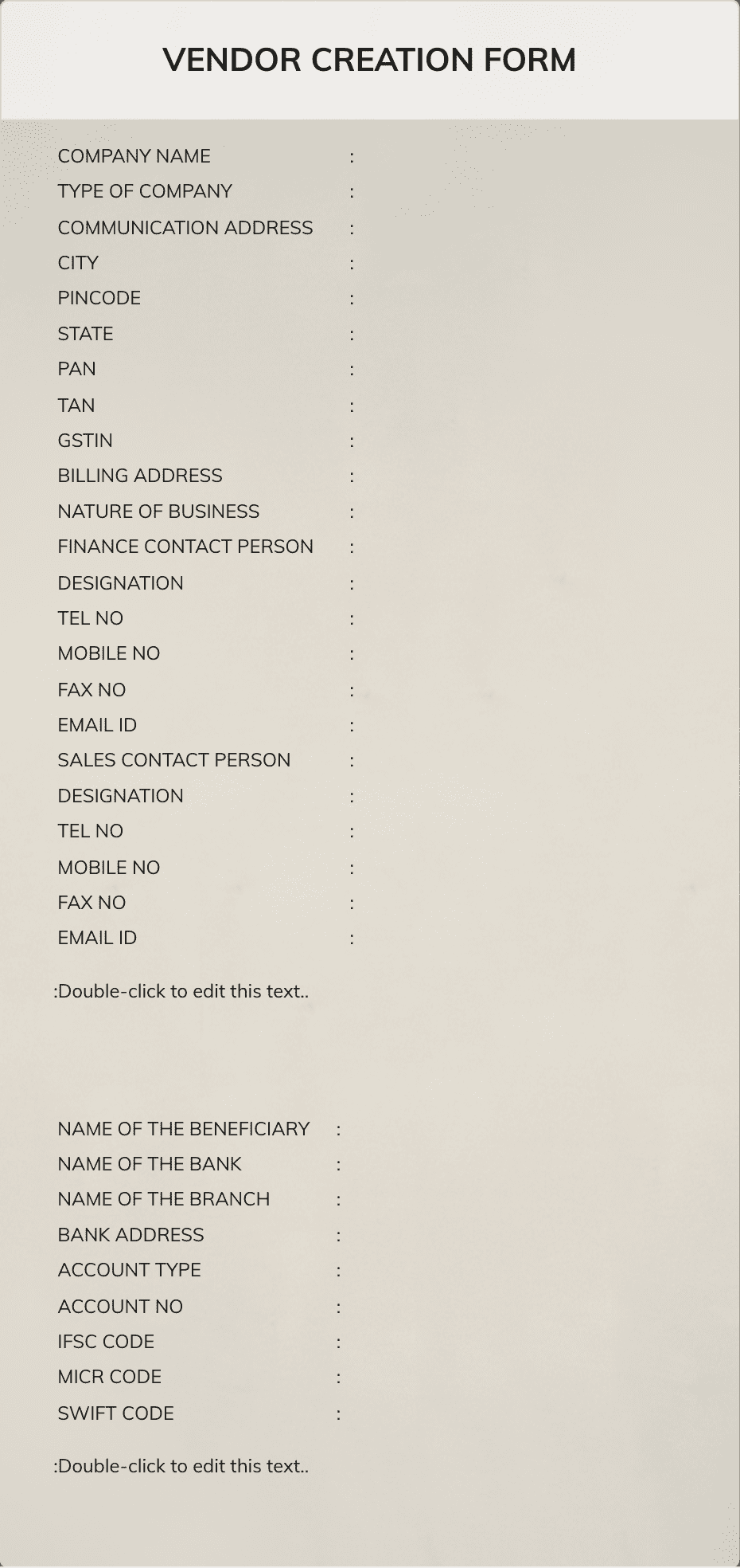Vendor Creation Form Template | Jotform