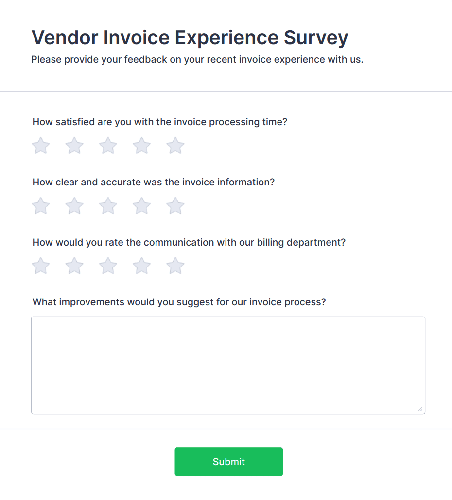 Vendor Invoice Experience Survey Form Template | Jotform