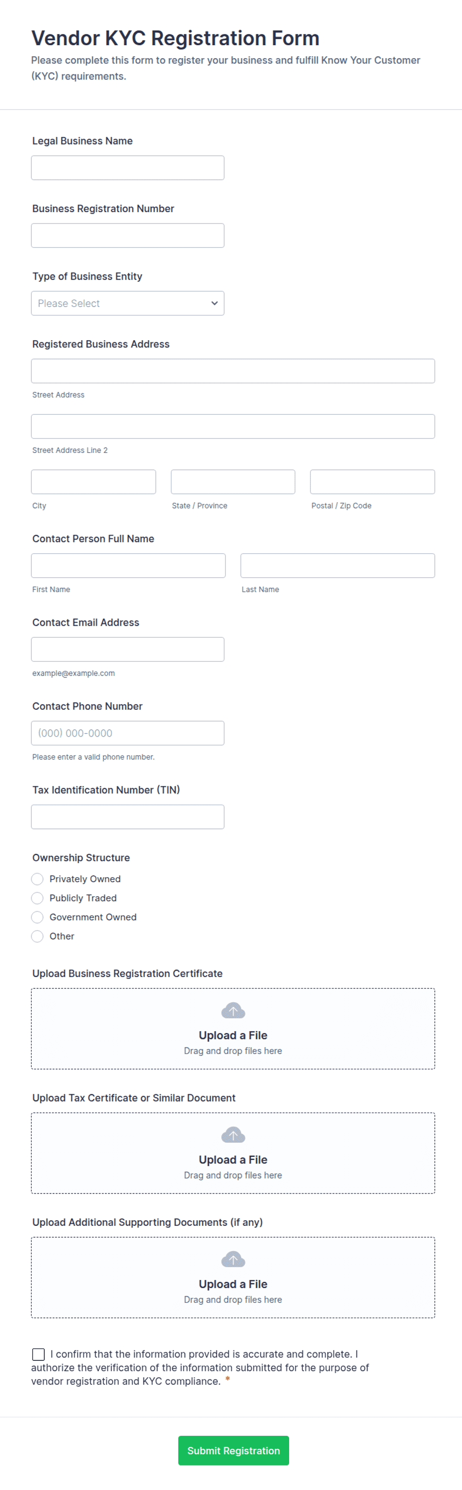 Vendor KYC Registration Form Template | Jotform