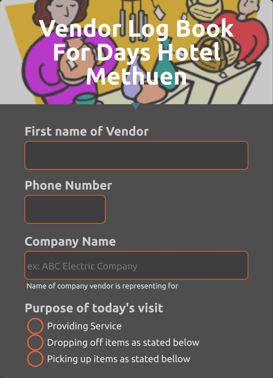 Vendor Log Book Form Template | Jotform