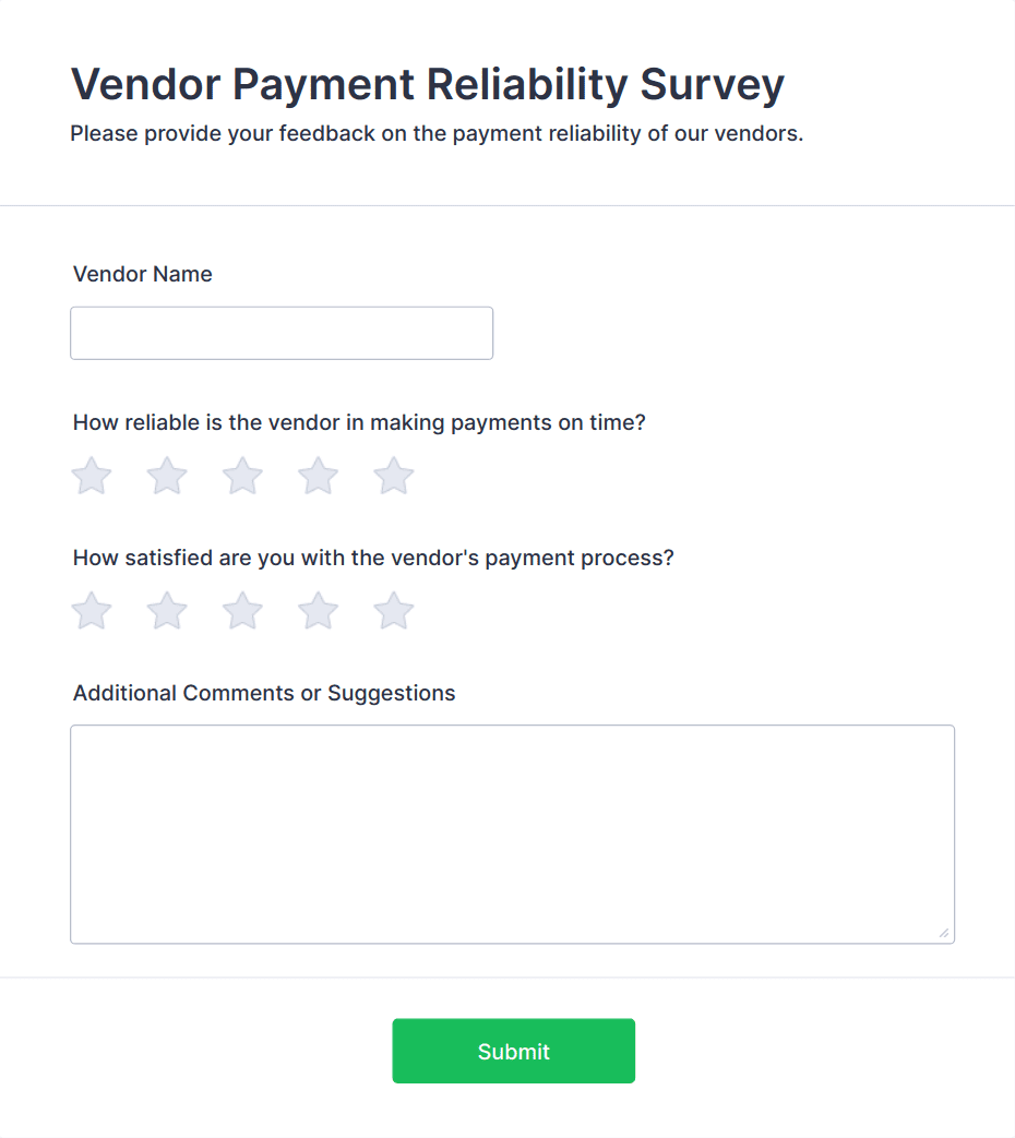 Vendor Payment Reliability Survey Form Template | Jotform
