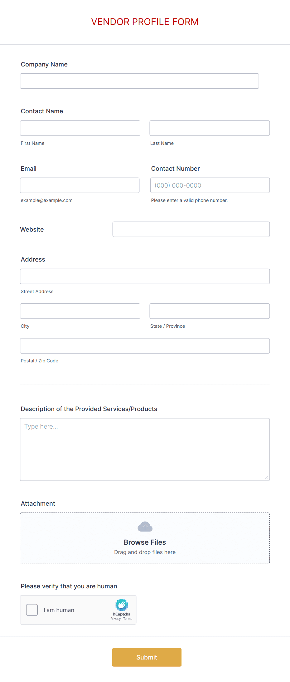 Vendor Profile Form Template | Jotform