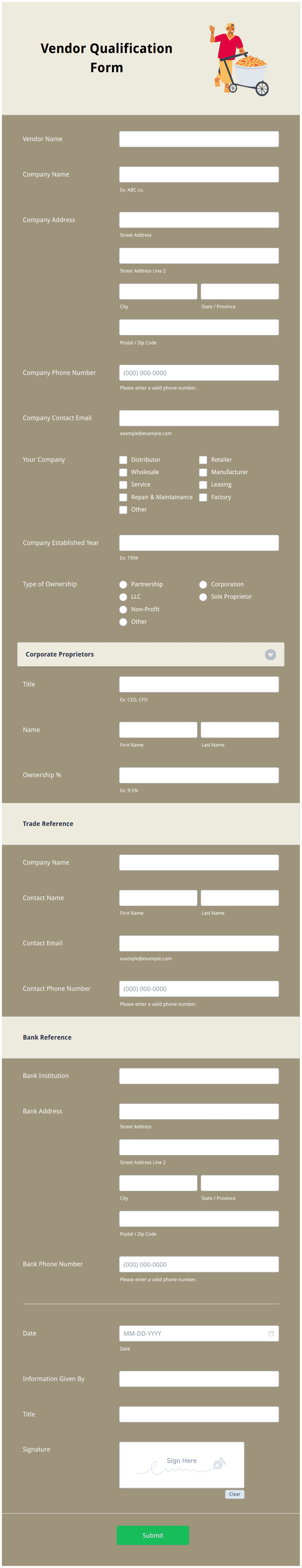 Vendor Qualification Form Template | Jotform