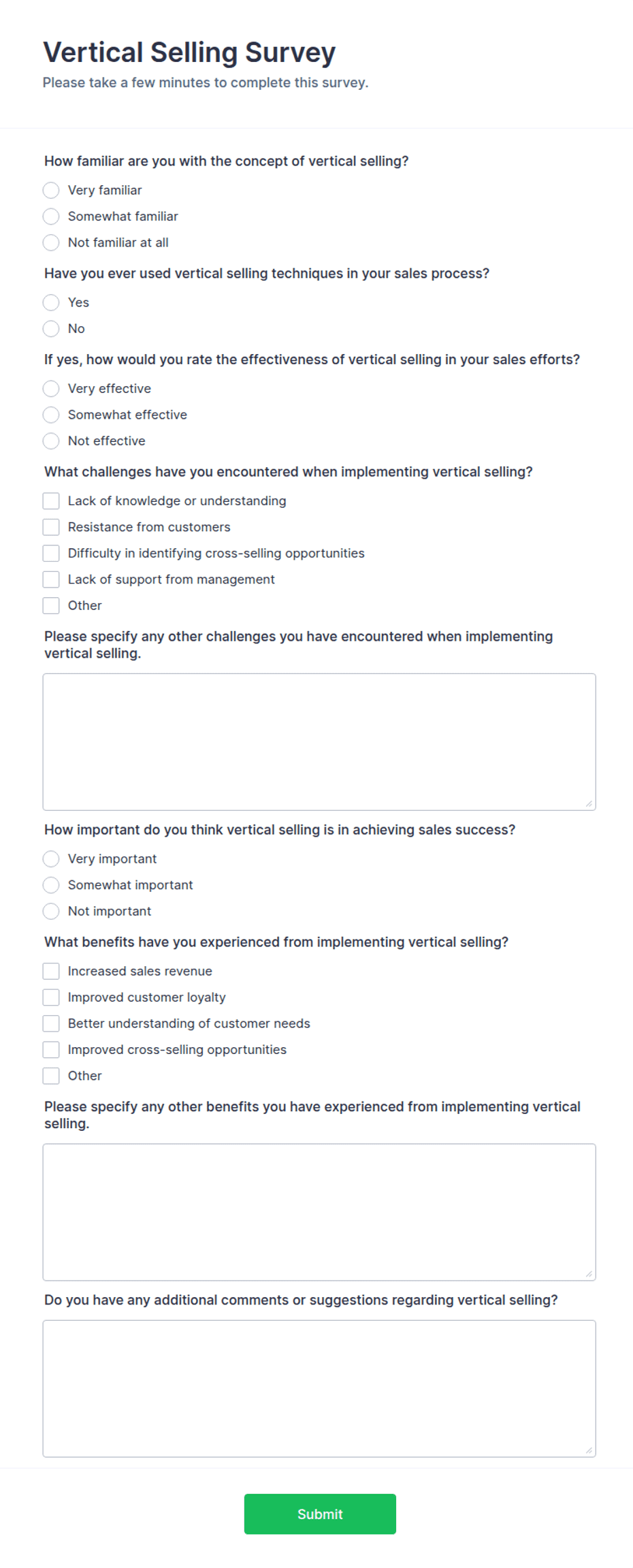 Vertical Selling Survey Form Template | Jotform