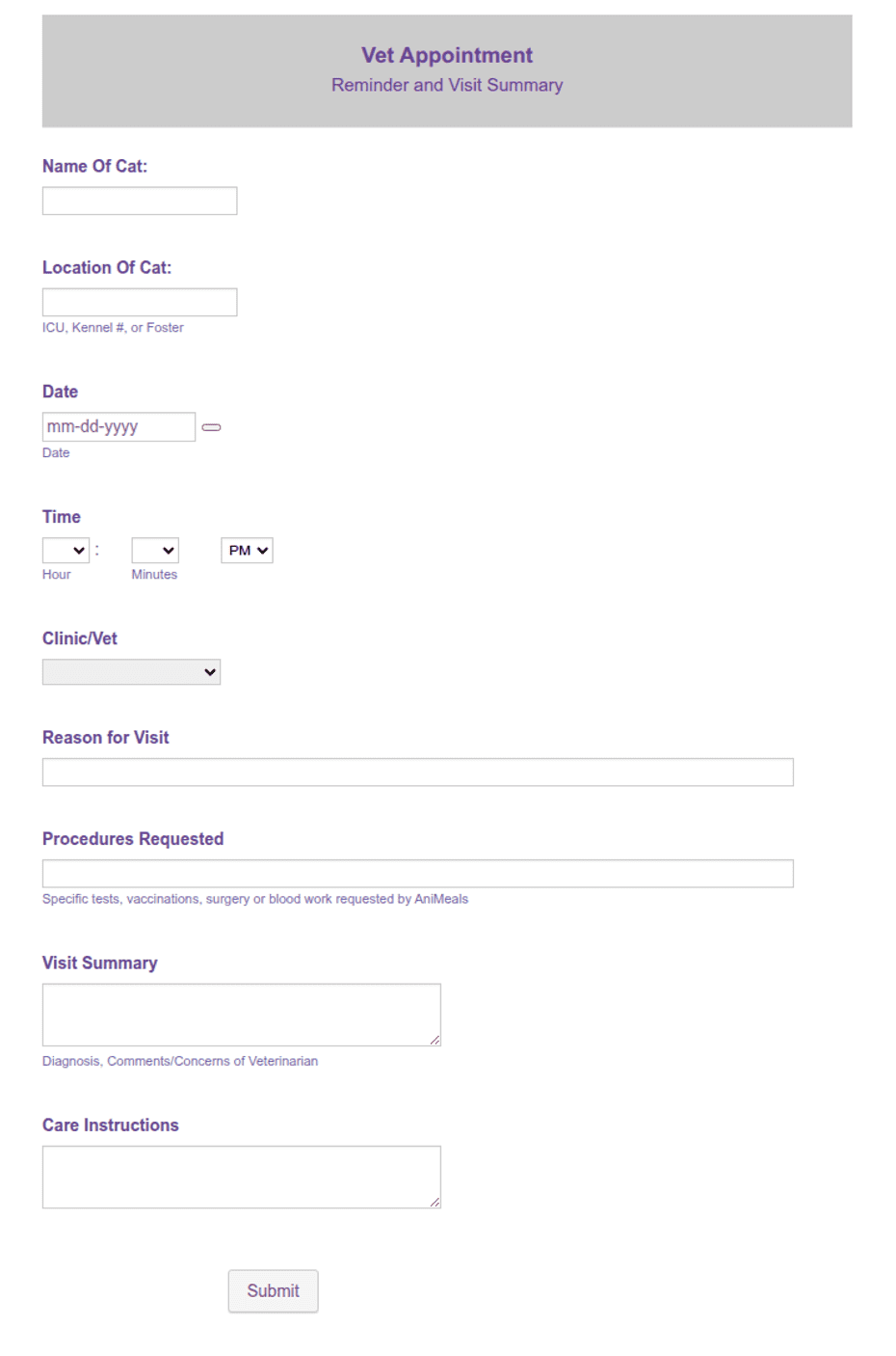 Vet Appointment Form Template | Jotform
