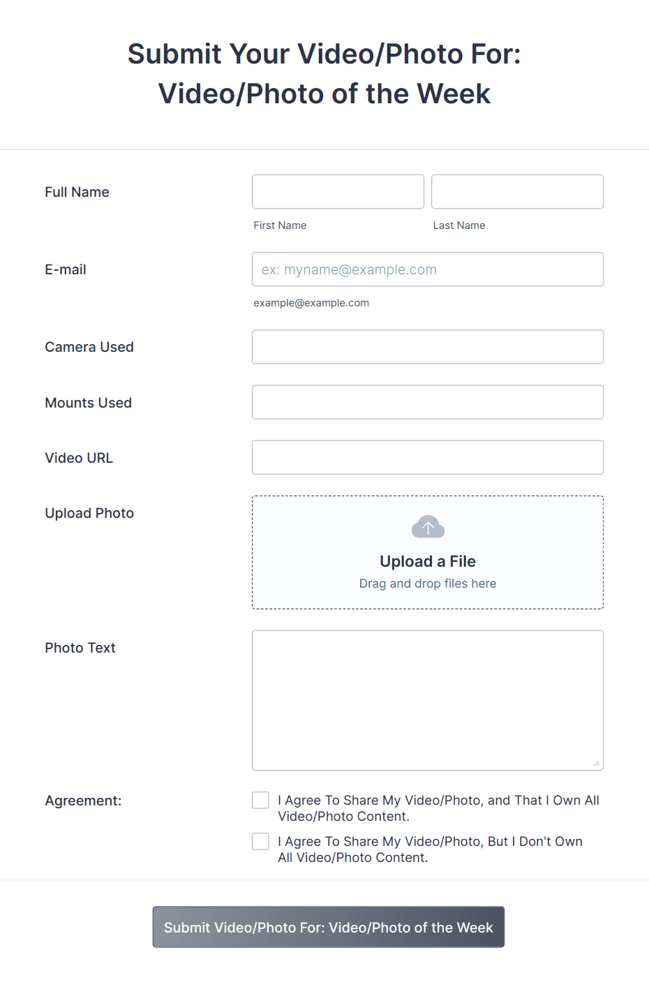 Video and Photo Submission Form Template | Jotform