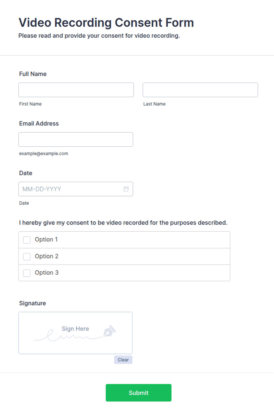 Video Recording Consent Form Template | Jotform