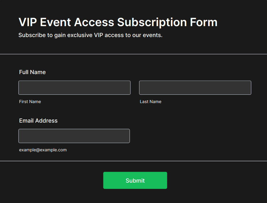 VIP Event Access Subscription Form Template | Jotform