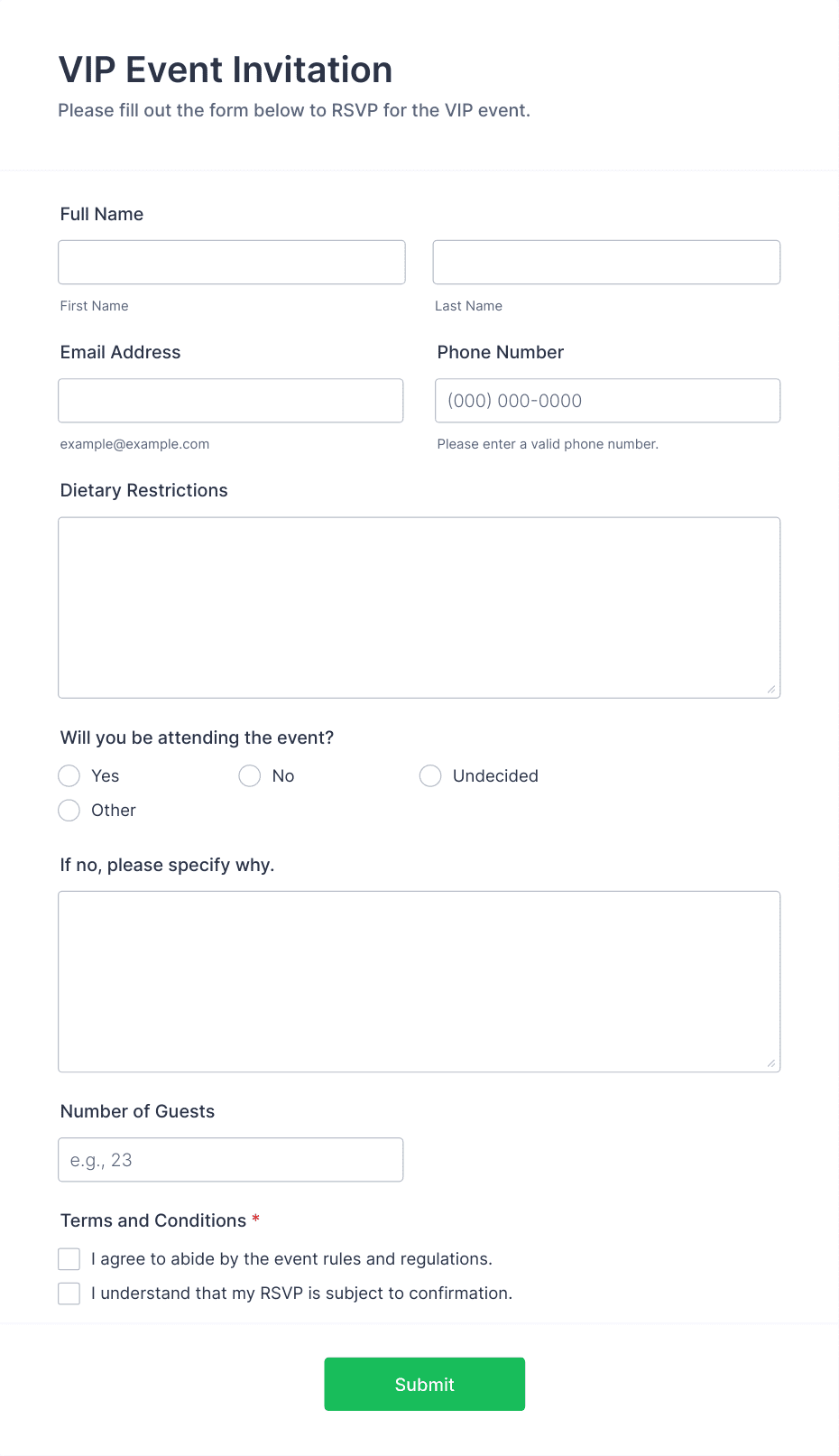 VIP Event Invitation Form Template | Jotform
