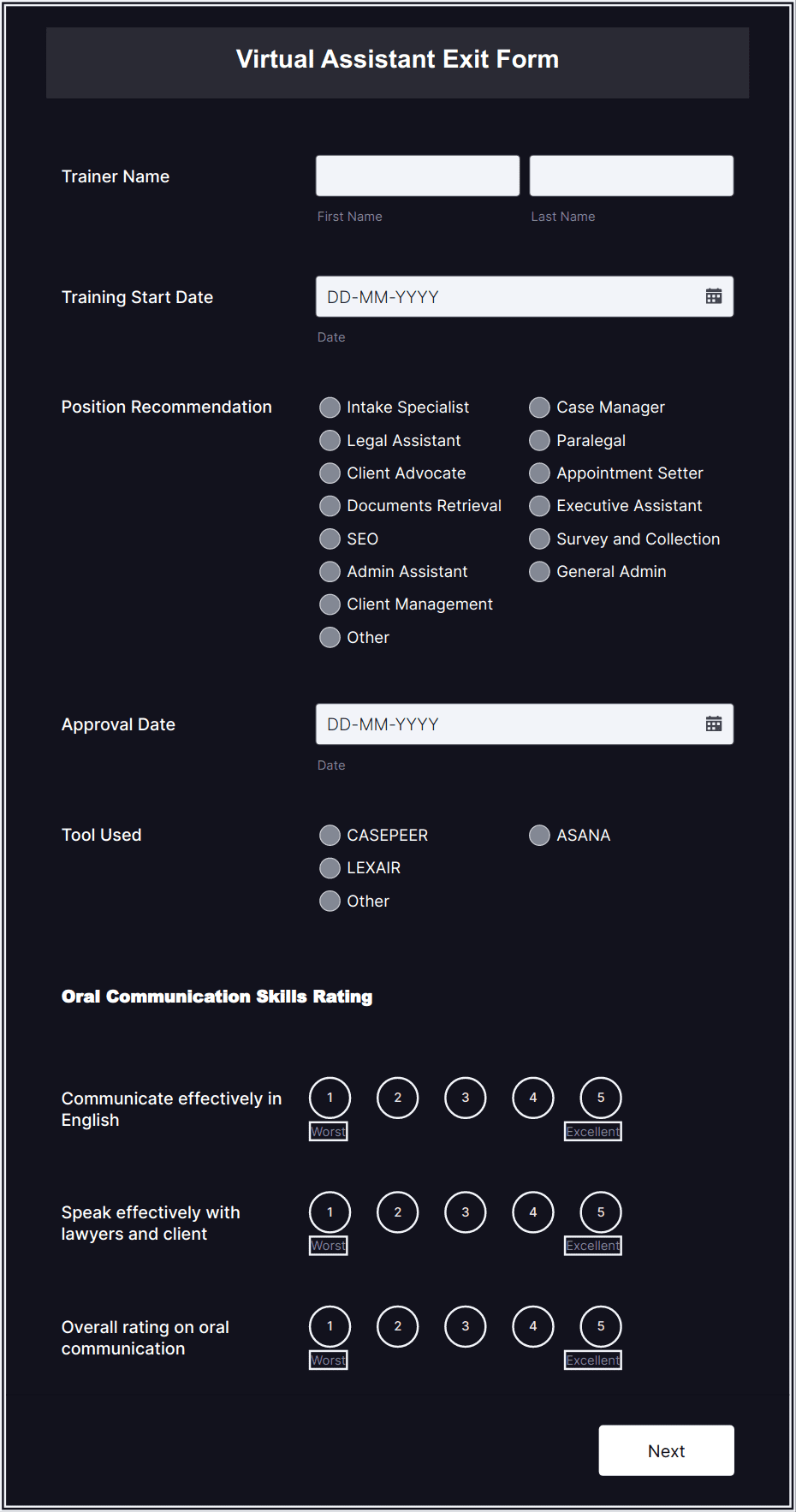 Virtual Assistant Exit Form Template | Jotform
