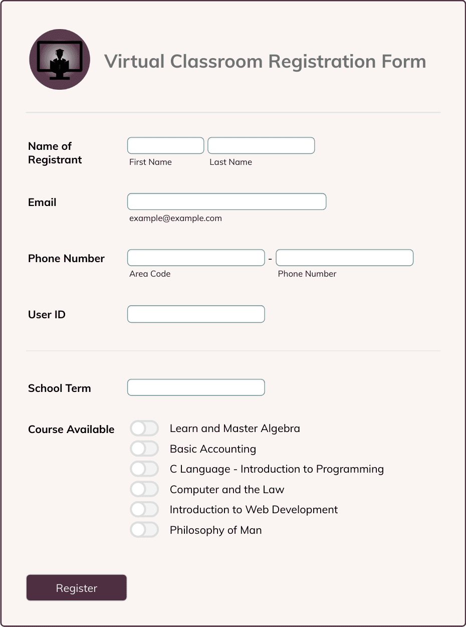 Virtual Classroom Registration Form Template | Jotform