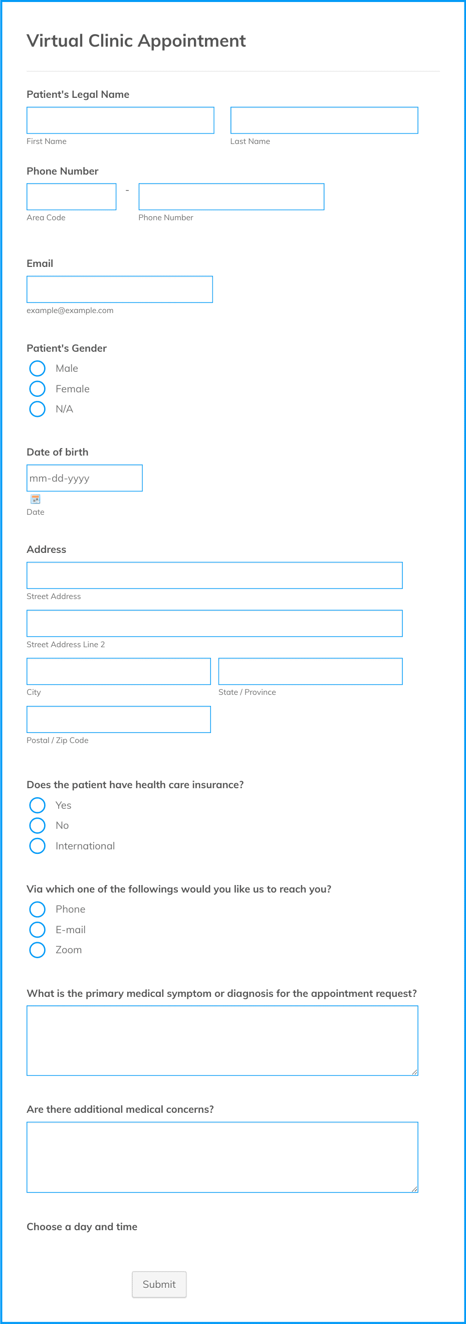 Virtual Clinic Appointment Form Template | Jotform