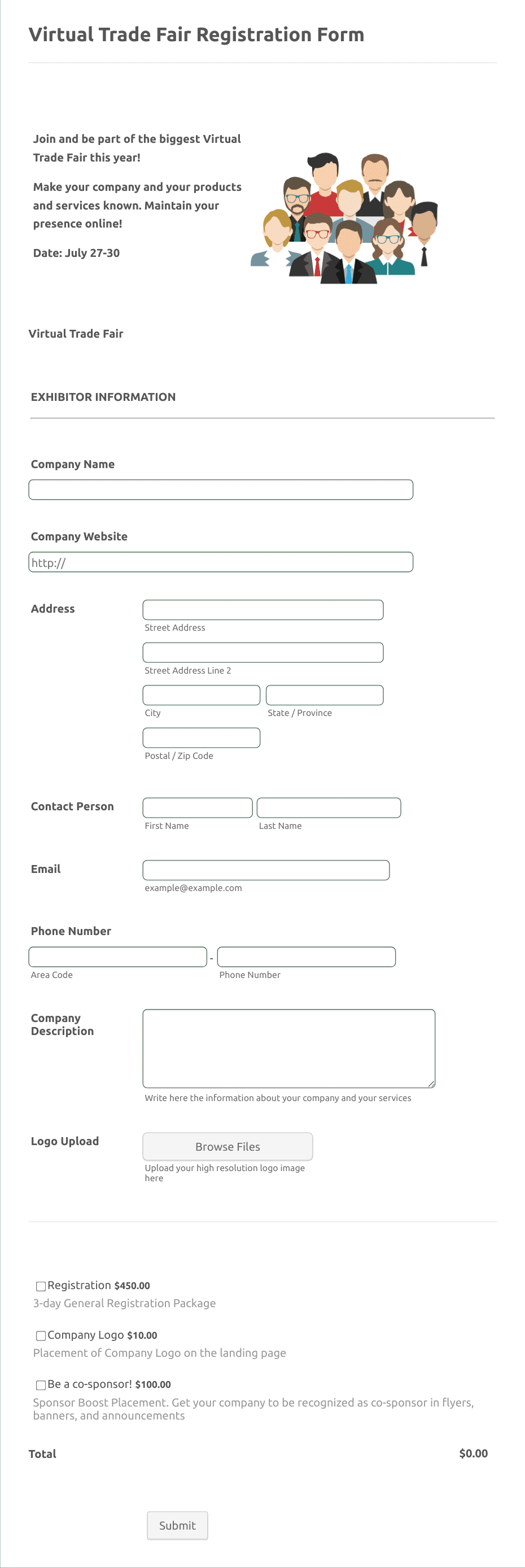 Virtual Trade Fair Registration Form Template | Jotform