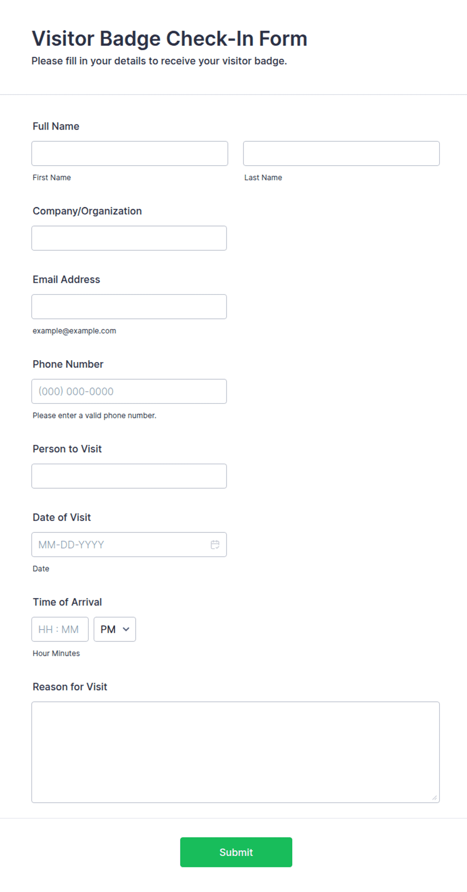 Visitor Badge Check-In Form Template | Jotform