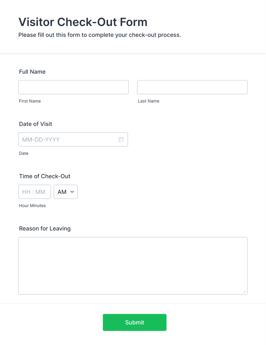 Visitor Check-Out Form Template | Jotform