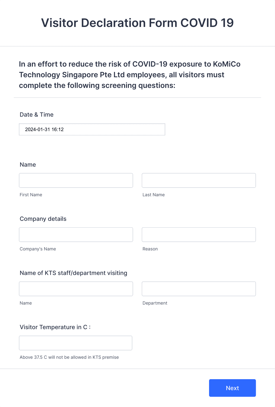 Visitor Declaration Form COVID-19 Form Template | Jotform